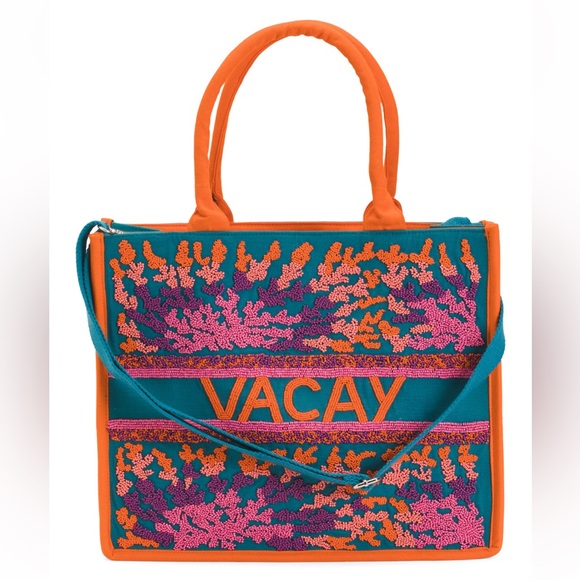 America & Beyond | Bags | Hand Beaded Vacay Limited Ed Tote Nwt | Poshmark